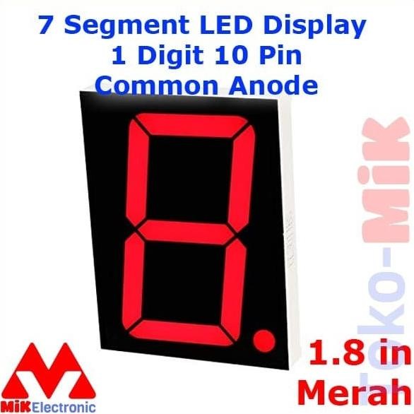 Jual Update 7 SEGMEN SEGMENT LED DISPLAY 1 DIGIT COMMON ANODE 1,8 IN 1. ...