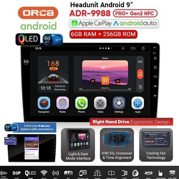 Jual TERMURAH - Head Unit Android Auto CarPlay 9 inch ORCA ADR-9988 ...