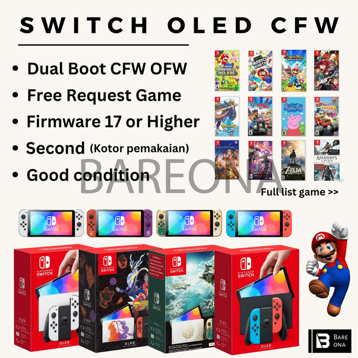 Jual Nintendo Switch Oled Cfw Ofw (Free Isi Game) Dualboot Fullgame Picofly 128Gb 256Gb 512Gb ...