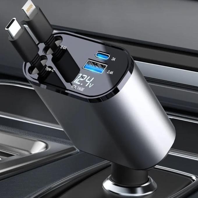 Jual Car Charger Mobil Fast Charging Car IOS Dan Type-c (Retractable ...