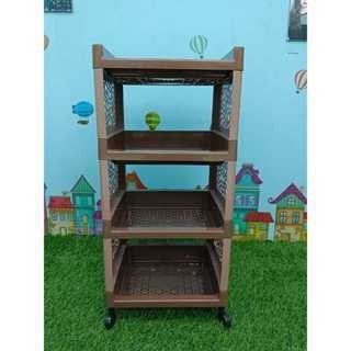 Jual Rak 4 Susun Serbaguna Black Minimalis Dengan Roda Rak Plastik ...