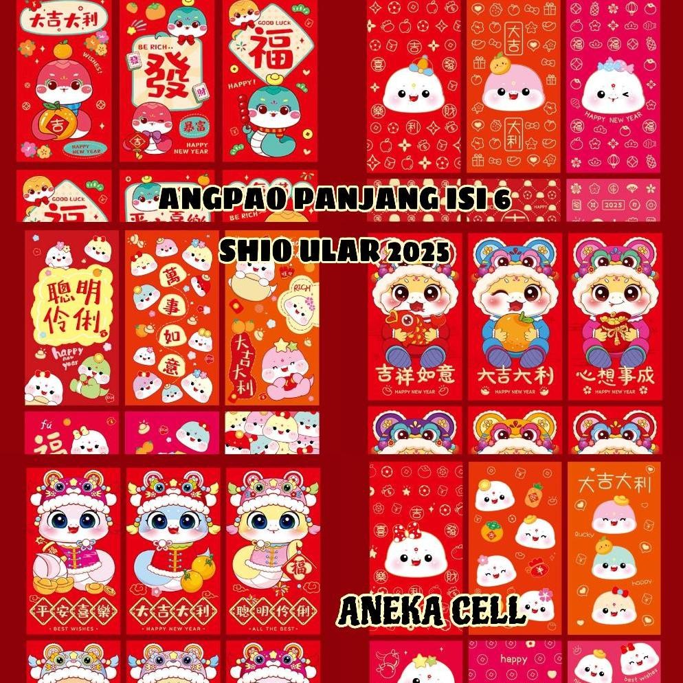 Jual [ ISI 6 ] ANGPAO ULAR IMLEK PANJANG SHIO ULAR 2025 HONG BAO FUNG PAU Imlek Sincia Tahun ...