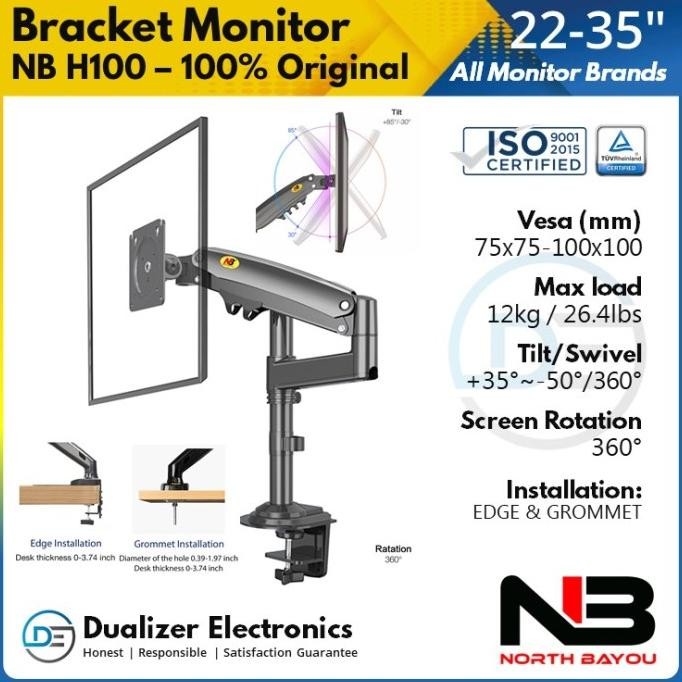 Jual BRACKET TV MONITOR 22 24 32 34 35 INCH NORTH BAYOU NB H100 GAS STRUT ORIGINAL DAN ...