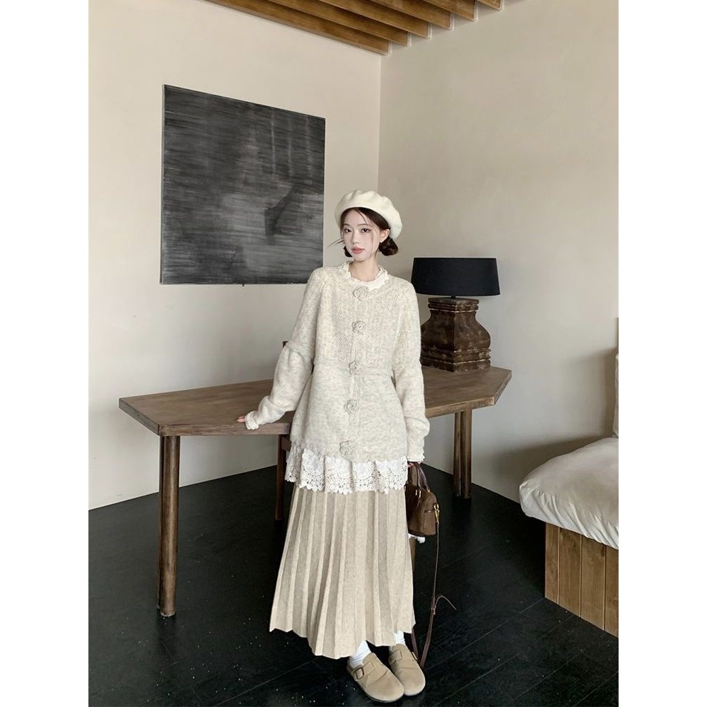 Jual Crunchy brulee Sweter Lengan Panjang Chic Bunga Tiga Dimensi ...