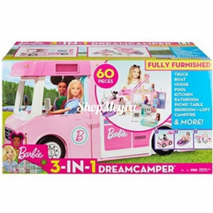Jual Mobil Boneka Barbie 3 in 1 Dream Camper Van 60+ Vehicle Mattel ...