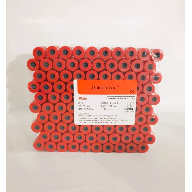 Jual Sale Tabung Darah Vacutainer Plain 3Ml Merah/ Vacuum Blood ...