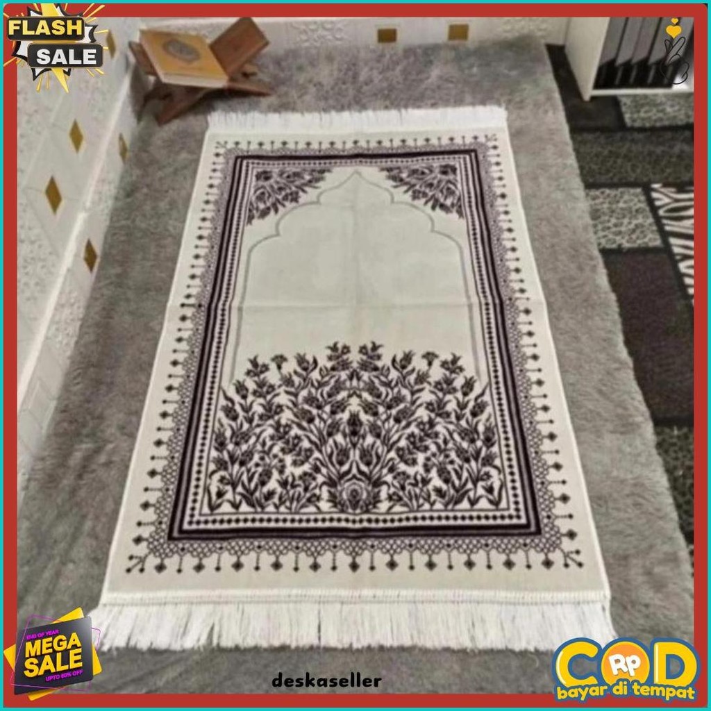 Jual Sajadah Tebal Bludru Putih Halus Sajadah Turki Tebal (Murmer ...
