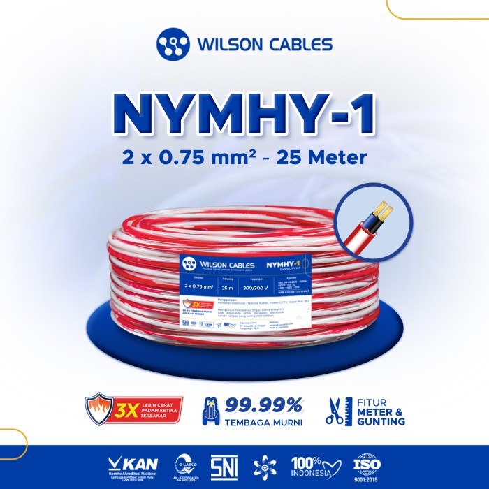 Jual TERUJI NYMHY-1 2x0.75 mm2 25 Meter Merah-Putih - Kabel Listrik Tembaga Wilson Cables ...