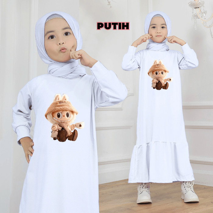 Jual BOOM SALE GM090 Kyodai Kids - Gamis Anak Motif The Monster Labubu ...
