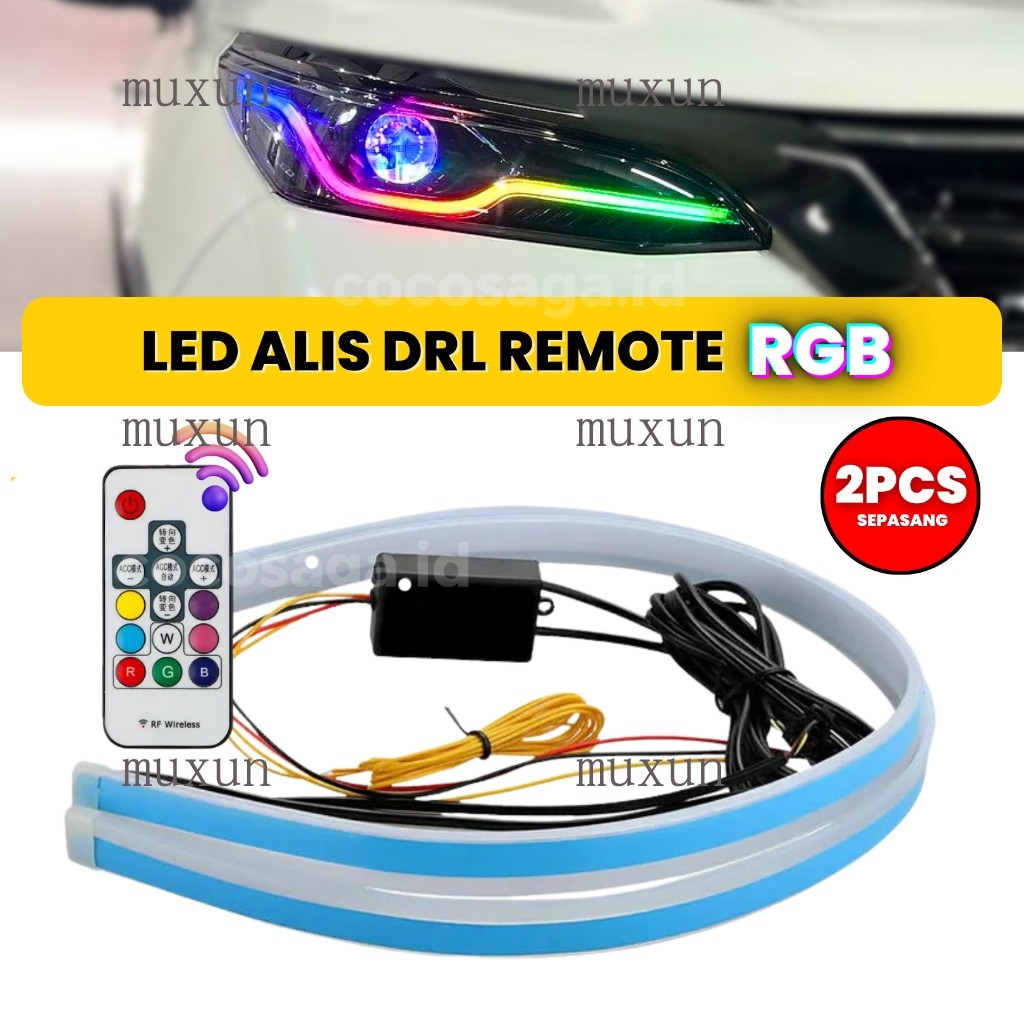Jual Lampu LED Alis DRL Slim Tempel Remote RGB + Sein Running - 30cm ...
