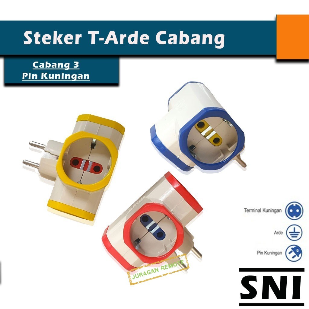 Jual Steker T Arde 3 Cabang Colokan Cabang Tiga Lubang StopKontak ...