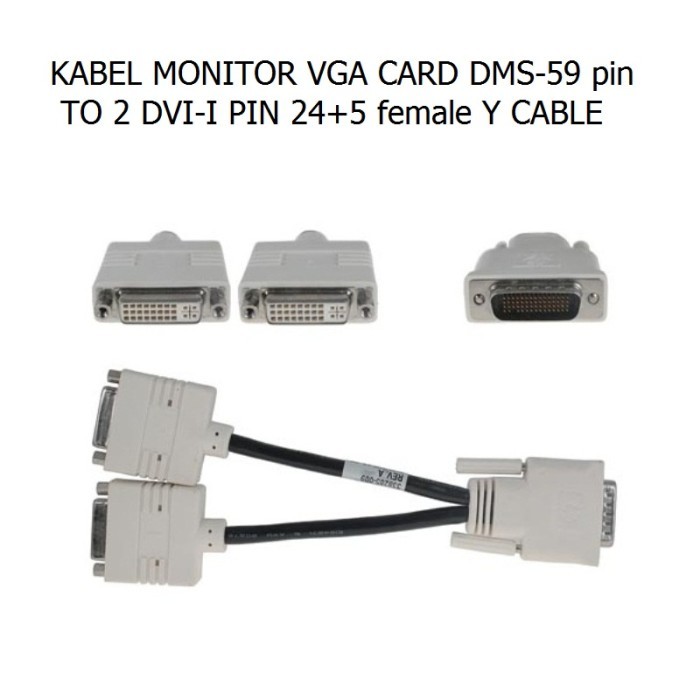 Jual KABEL MONITOR VGA CARD DMS-59 pin TO 2 DVI-I PIN 24+5 female Y CABLE | Shopee Indonesia