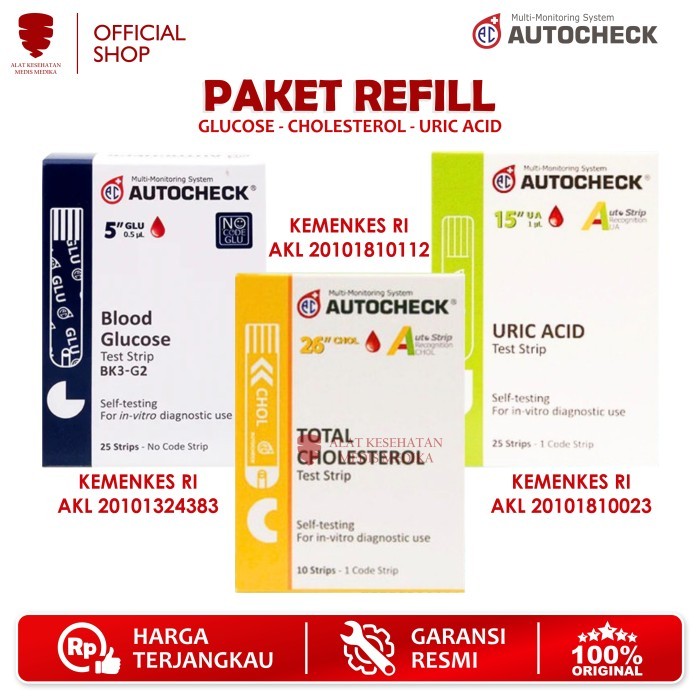 Jual Paket Refill Autocheck Strip Glucose Cholesterol Uric Acid Test ...