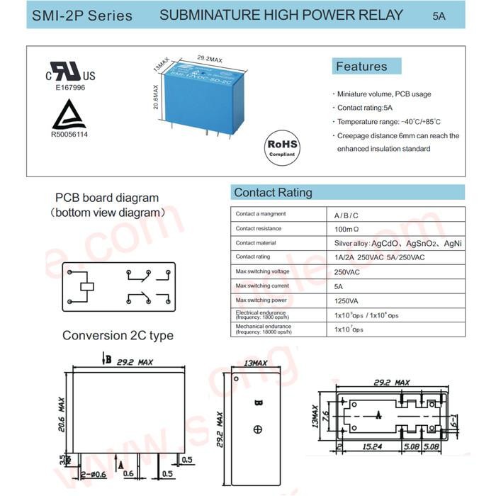 Jual Relay PCB Songle 2-Pole 8-Pin DPDT 2C 12V DC 5A Compatible Omron ...