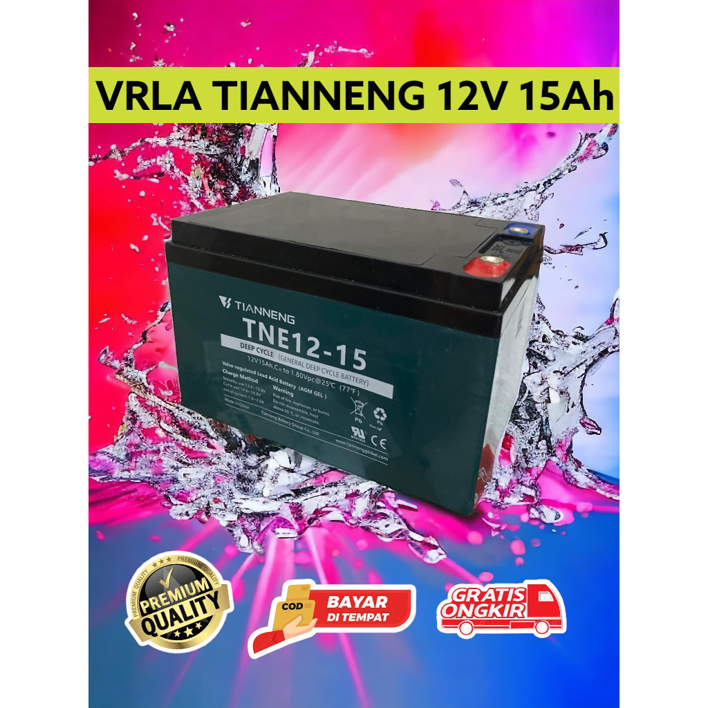 Jual AKI VRLA TIANNENG 12V 15Ah / 6-DZF-12 BATERAI SEPEDA LISTRIK | Shopee Indonesia