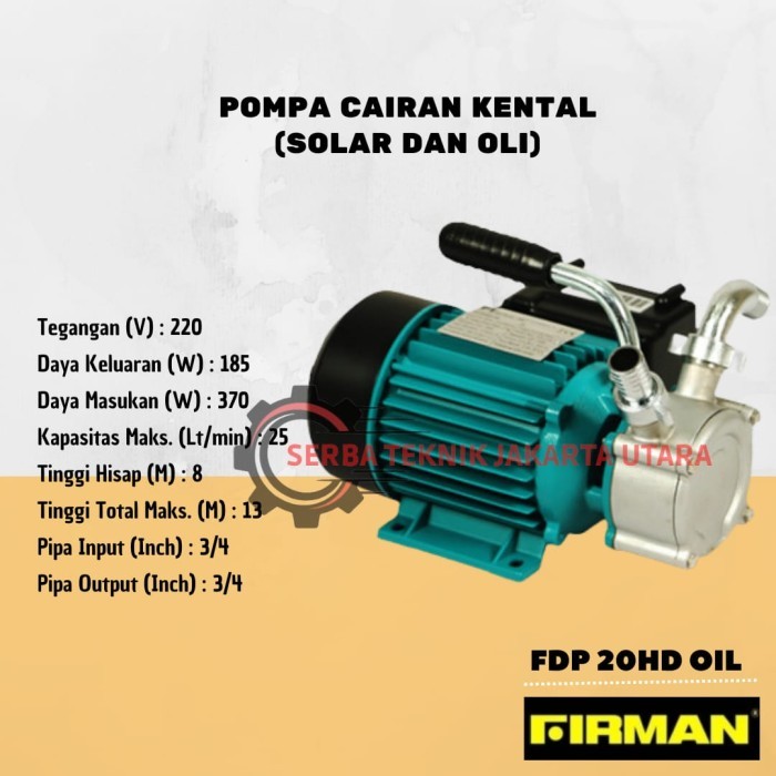 Jual PROMO! Pompa FIRMAN FDP-20HD Pompa Cairan Kental/Solar/Oil Firman ...