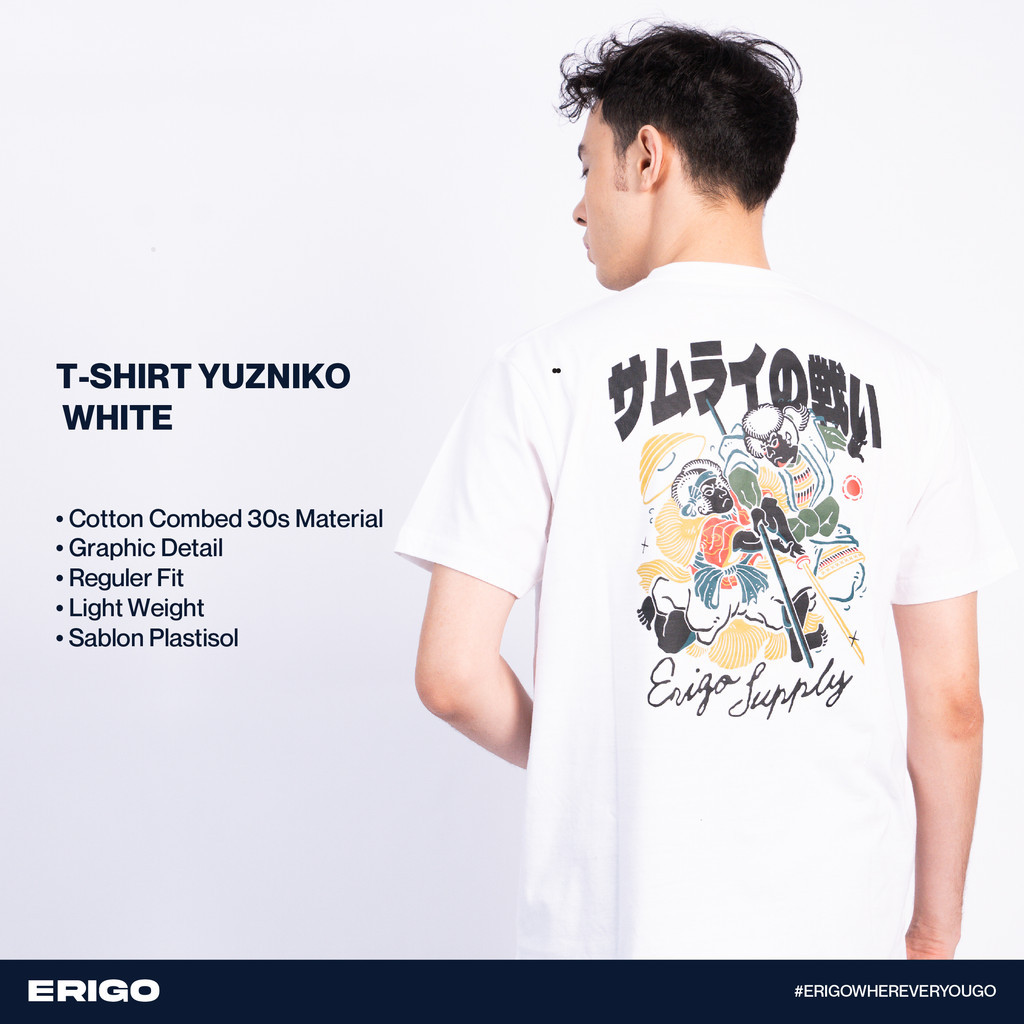 Jual Erigo T-Shirt Yuzniko White - Kaos Unisex | Shopee Indonesia