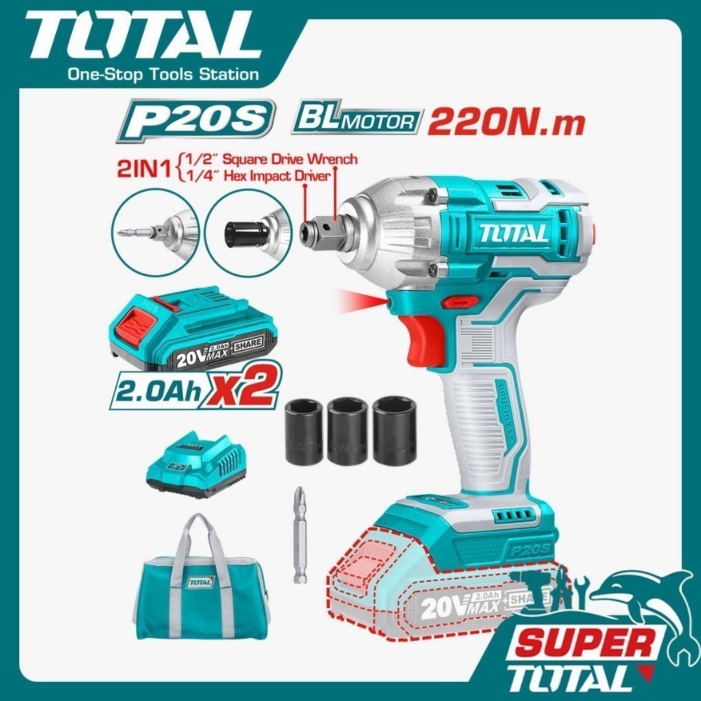 Jual TOTAL Cordless Impact Driver & Wrench TIWLI20208 Impact Kunci Pas ...