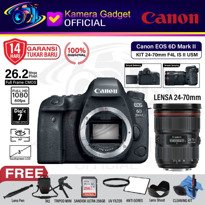 Jual Canon EOS 6D Mark II Kit EF 24-105MM F4 L IS II USM / Canon 6DII 24-70MM / Canon 6D Mark 2 ...