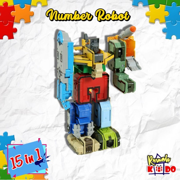 Jual Derty Mainan Anak Robot Angkat 15 In 1 Number Robot Transformer ...