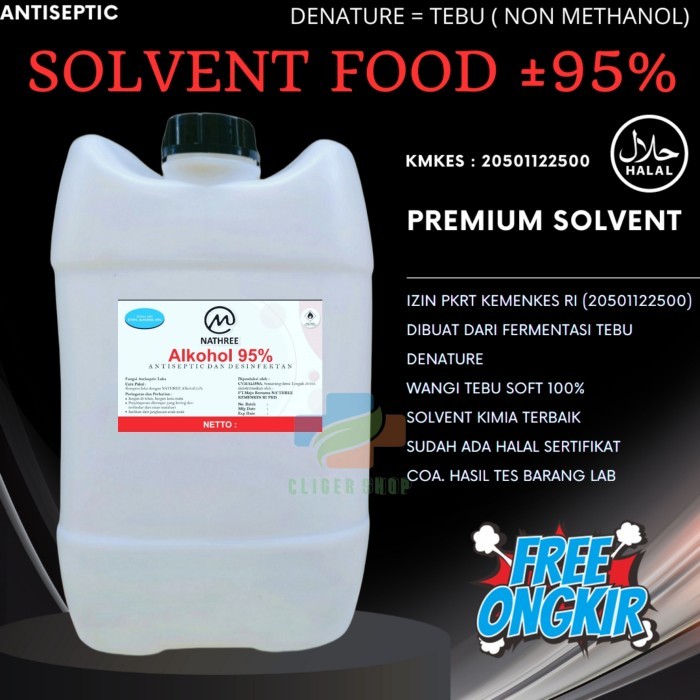 Jual ALKOHOL SOLVENT FOOD 96% NATHREE / 70% 20 LITER FOOD NATHREE ...