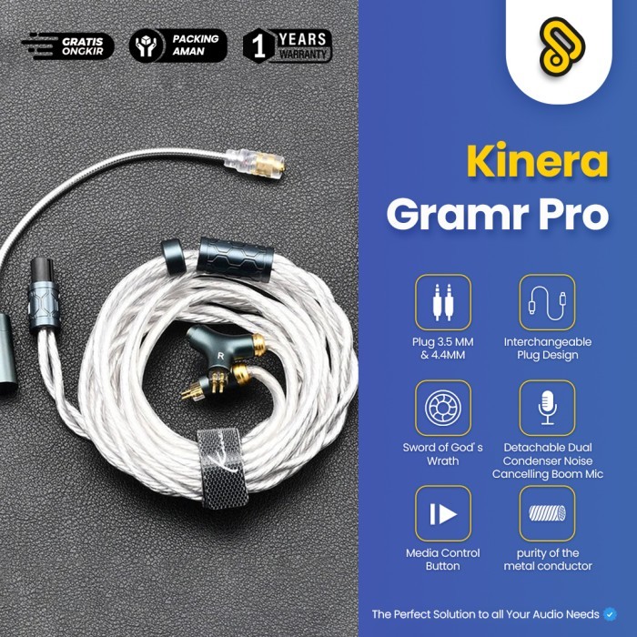 Jual Kinera Gramr Pro Earphone Cable With Detachable Boom Mic Modular 3.5mm/4.4mm | Shopee Indonesia