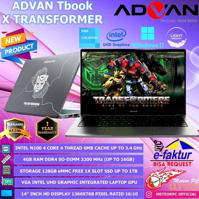 Jual Garansi! Laptop Advan TBook X Transformers Intel N100 14 Inch RAM ...