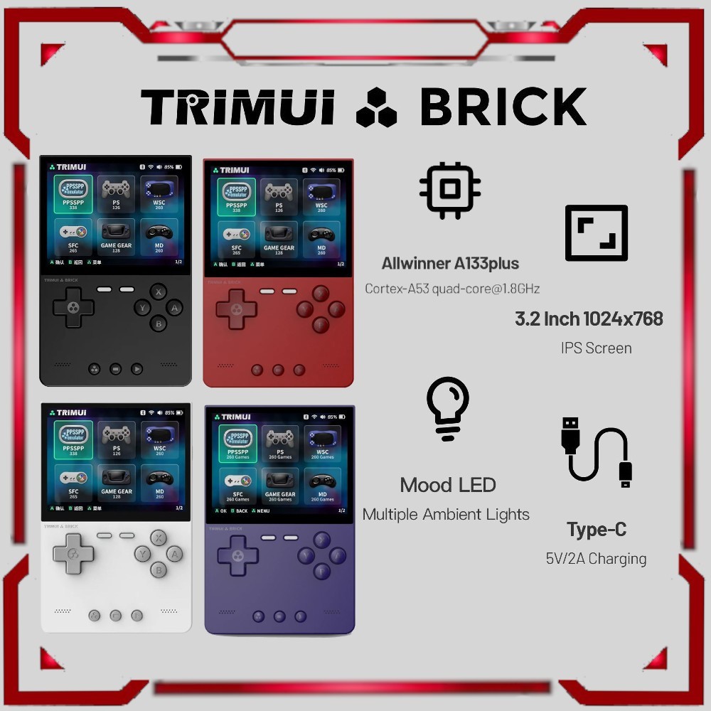 Jual TRIMUI Brick Handheld Video Game Console Portable Retro Classic ...