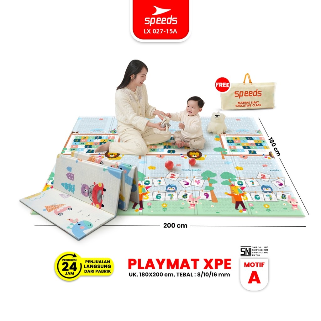 Jual SPEEDS SNI Playmat Bayi Karpet Lipat Playmat Matras Bayi 180x200cm ...
