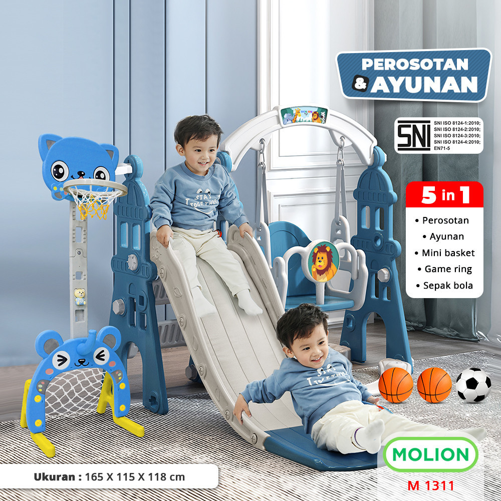 Jual MOLION SNI Prosotan Mainan HPDE Ayunan Anak 5in1 Seluncuran ...