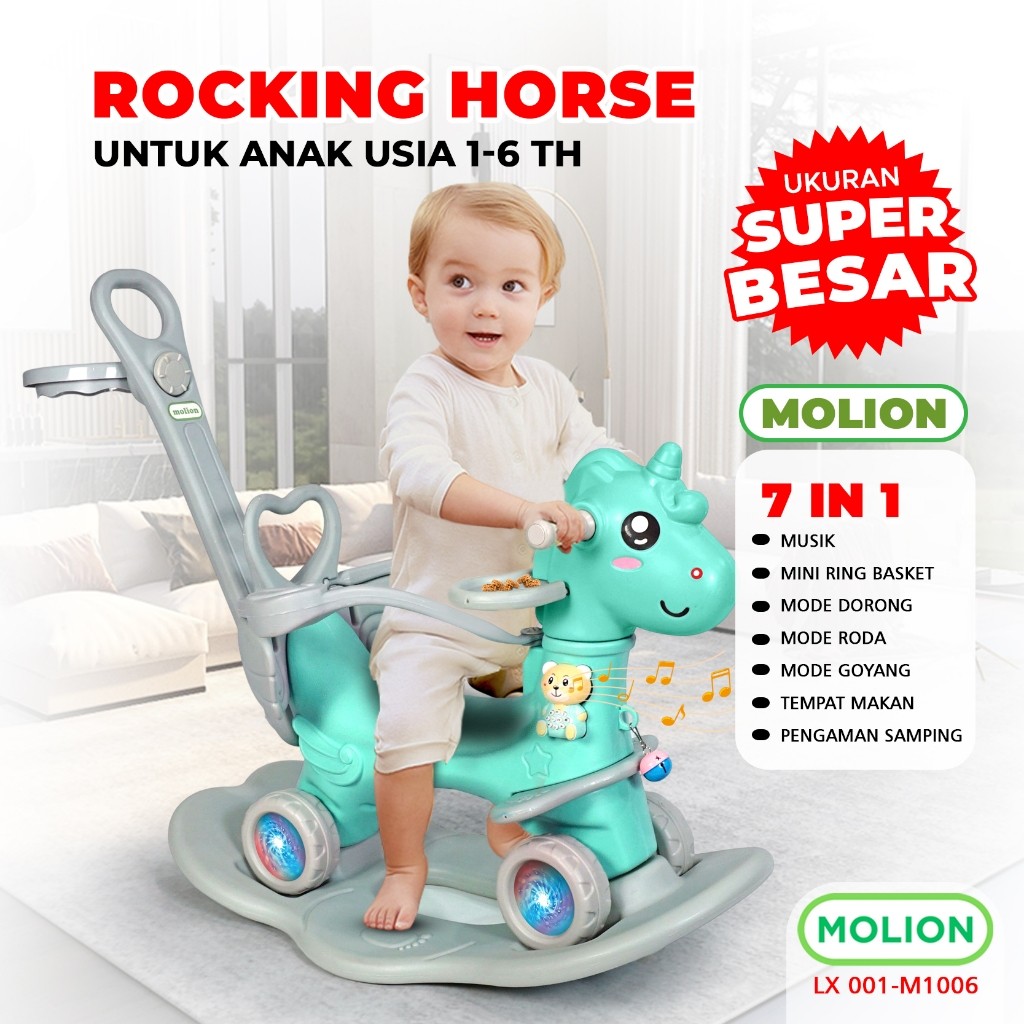 Jual MOLION SNI Mainan Kuda Kudaan Rocking Horse 3in1 Mainan Anak ...