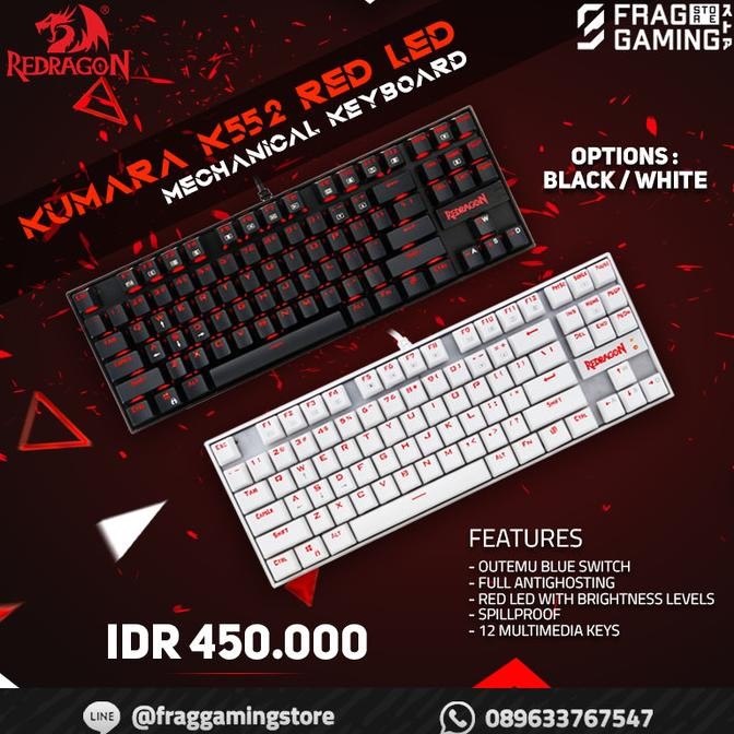 Jual Redragon / Red dragon Gaming Keyboard Mechanical KUMARA - K552 RED ...
