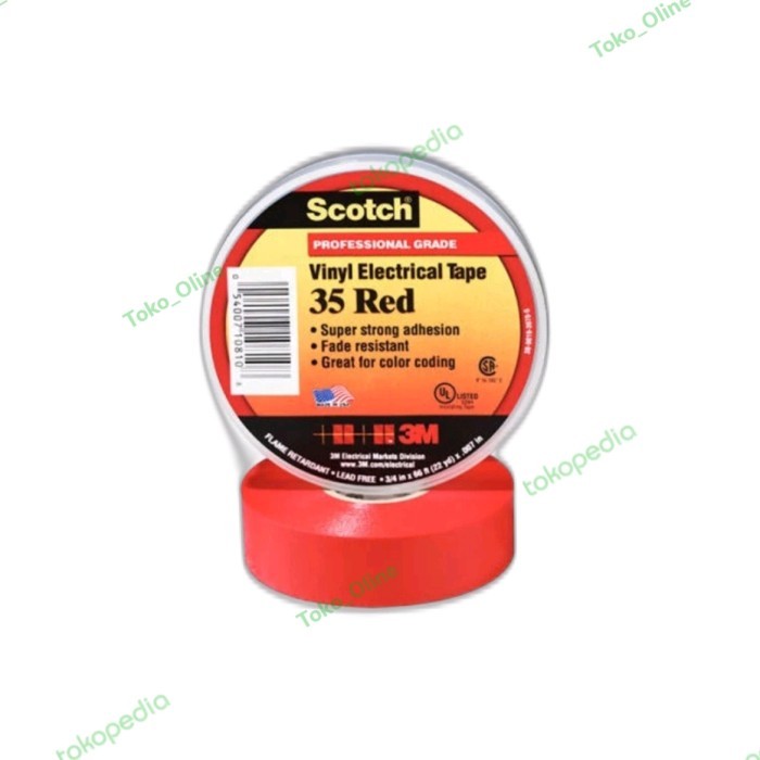 Jual 3M Scotch 35 Vinyl Electrical Tape - Isolasi Listrik - Red Se01 ...