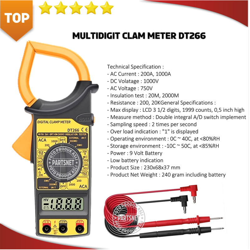 Jual Clamp meter tang ampere digital DT 266 Sinhwa | Shopee Indonesia
