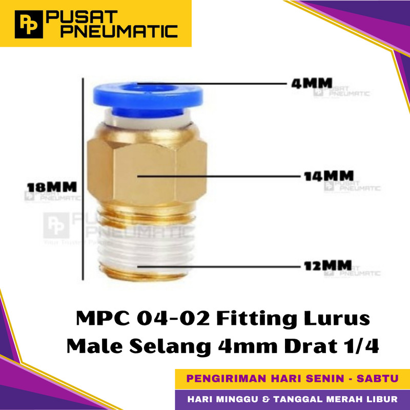 Jual MPC 4-02 One Touch Male Thread Straight Fitting Slip Lock Socket ...