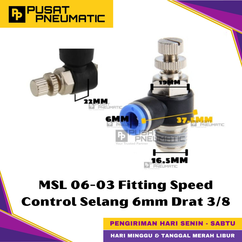 Jual MSL 6-03 One Touch Male Thread Speed Control Fitting Slip Lock ...