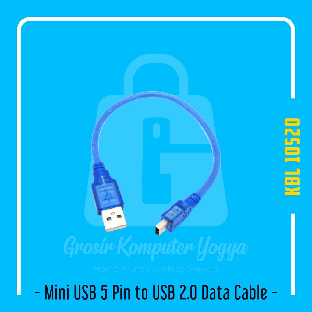 Jual Mini USB 5 Pin Male to USB 2.0 Male Cable Kabel Data - 30cm ...