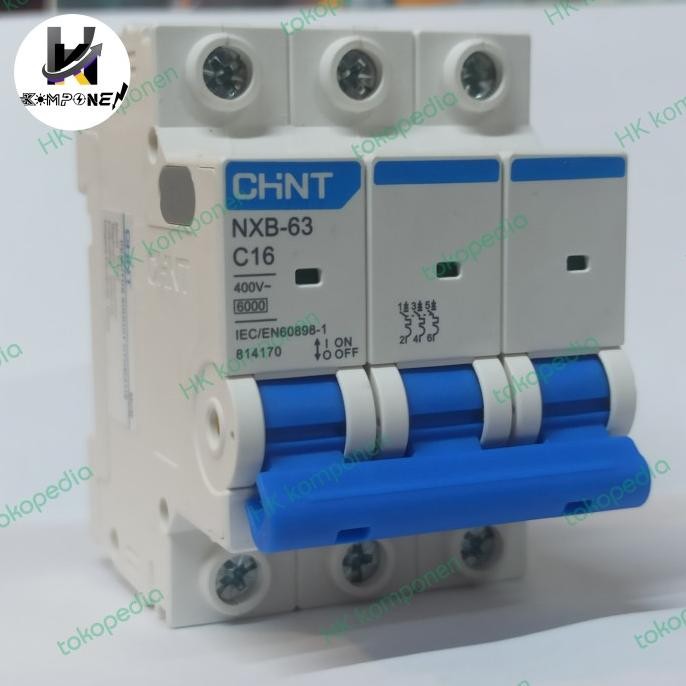 Jual mcb chint 3phase nxb-63 series ampere / mcb 3pole 6 /10/16/20/25/32/40 | Shopee Indonesia