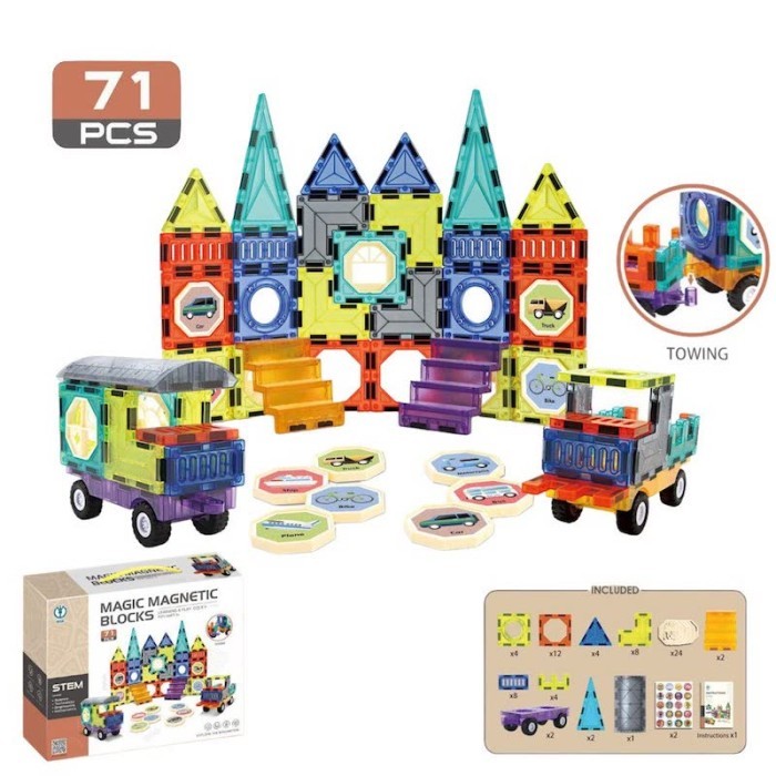 Jual Kids Magnetic Tiles Building Blocks Educational Stacking Magnet ...