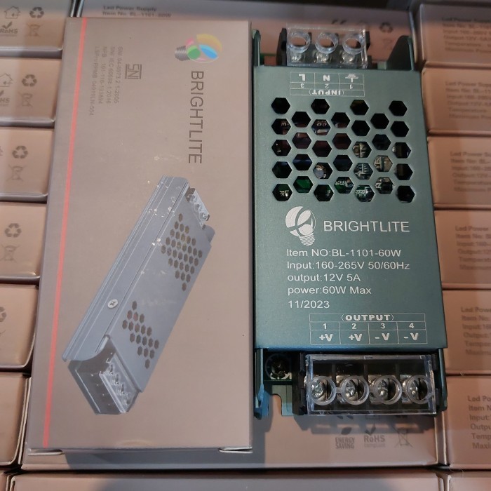 Jual ELT ADAPTOR TRAFO BRIGHTLITE LED POWER SUPPLY SLIM 12V 5A 5 AMPER ...