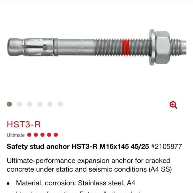 Jual Murah Hilti Dynabolt Dinabolt Trubolt Hst3-R / Hst-R M16 X 145Mm | Shopee Indonesia