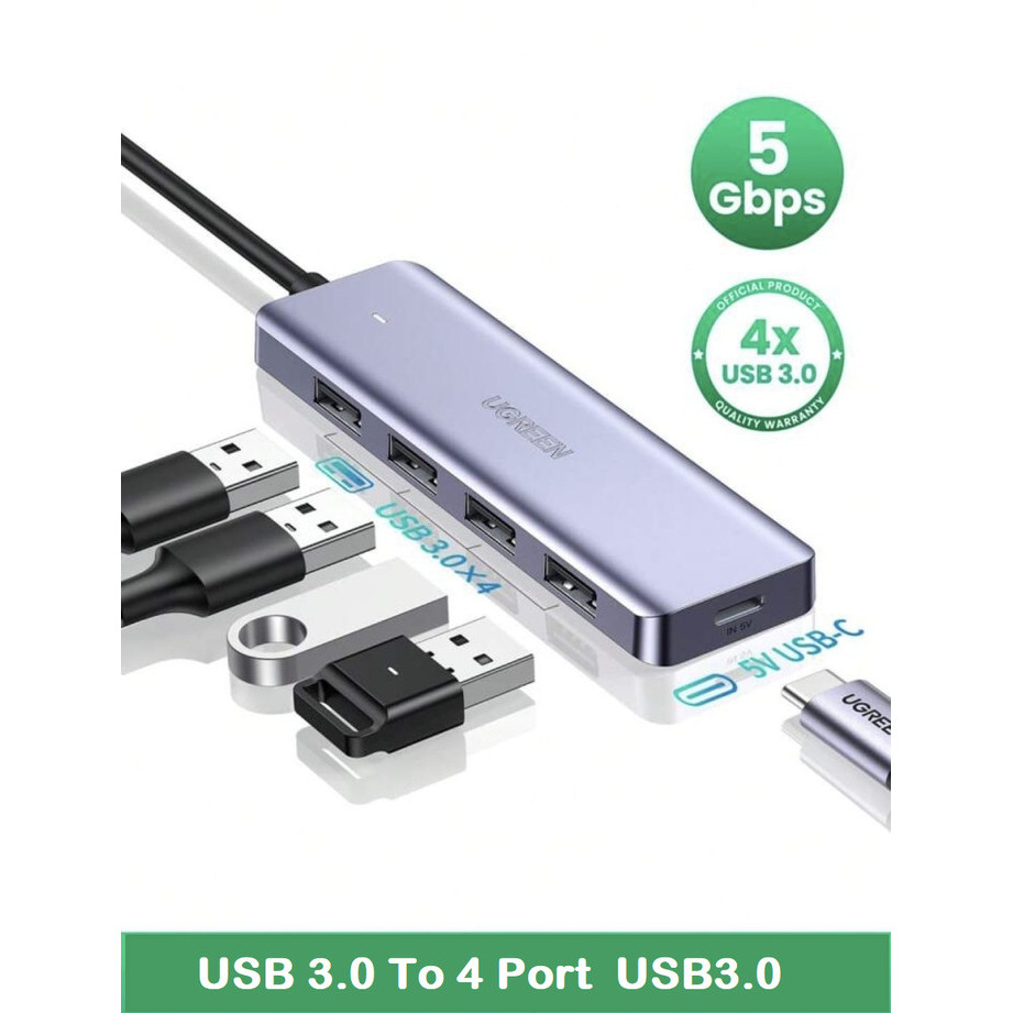 Jual Ugreen USB 3.0 Hub 4 port Metal plate Slim -50985 | Shopee Indonesia
