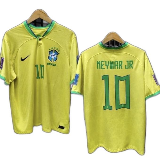 Jual Neymar Jr #10 Brazil National Team Home Jersey World Cup 2022 Qatar Original WC 22 Piala ...