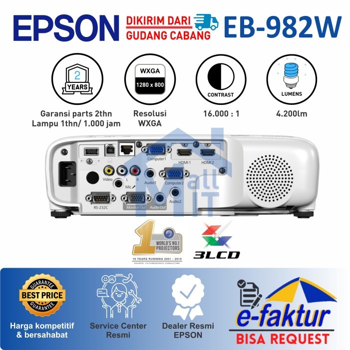 Jual PROYEKTOR EPSON EB-982W EB982W EB 982W 4200 WXGA 3LCD GARANSI ...