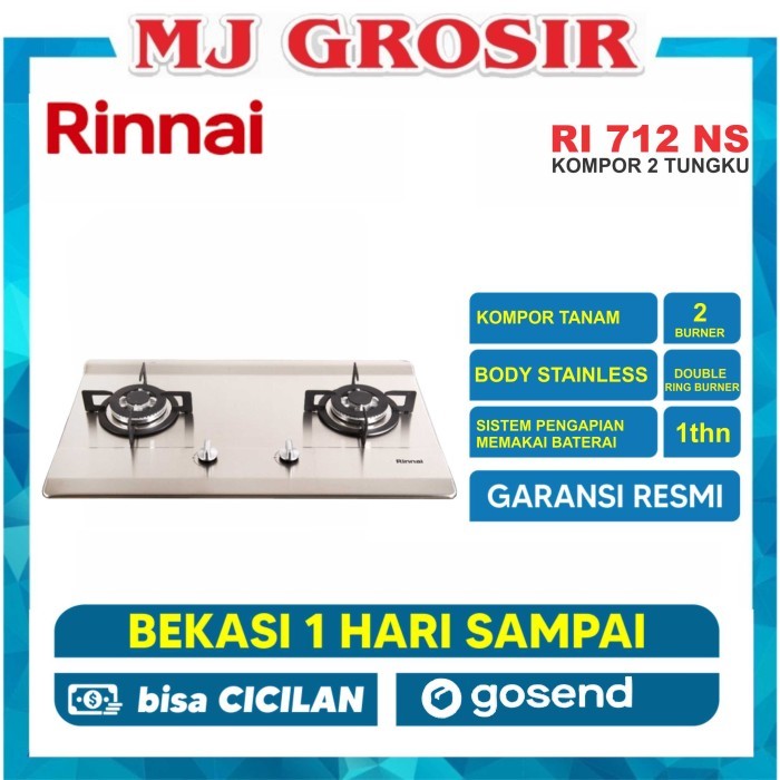 Jual KOMPOR TANAM 2 TUNGKU RINNAI RB 712 NS STAINLESS SLIM | Shopee ...