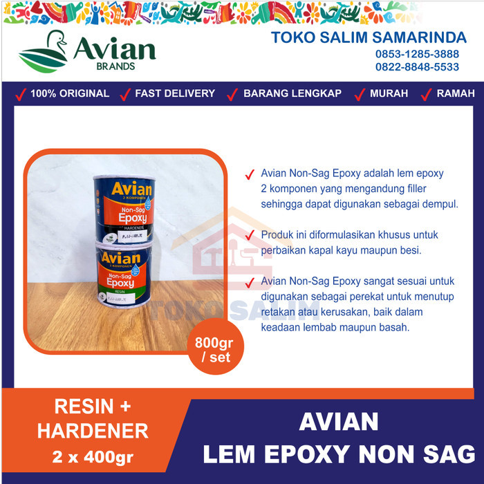 Jual Open DS] LEM EPOXY AVIAN NON SAG 800GR 2KOMPONEN (resin +hardener ...
