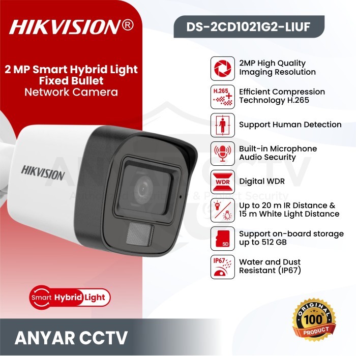 Jual HIKVISION DS-2CD1021G2-LIUF 2MP Smart Hybrid Light Audio Bullet Network Camera | Shopee ...