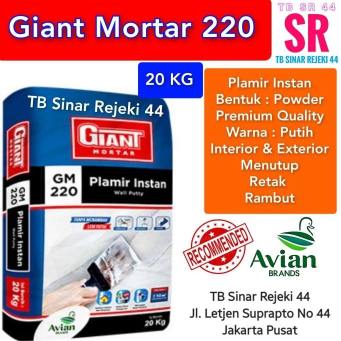 Jual Promo 20 KG Giant Mortar GM 220 Plamir Instan Bubuk Wall Putty ...