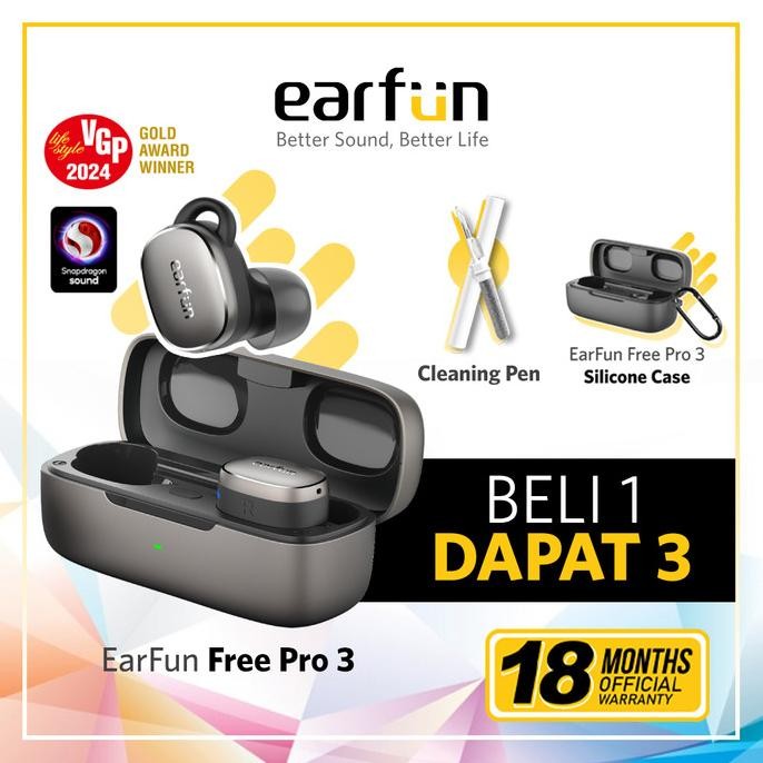 Jual EarFun Free Pro 3 - The Most Compact Snapdragon Sound TWS with ANC ...