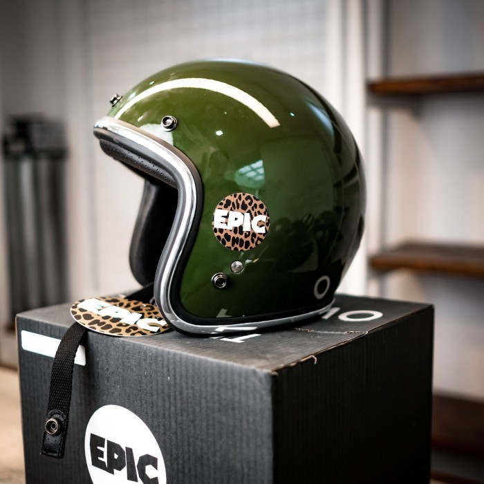 Jual Epic Veil Helmet Open Face Basic Vespa Green Glossy List Chrome ...